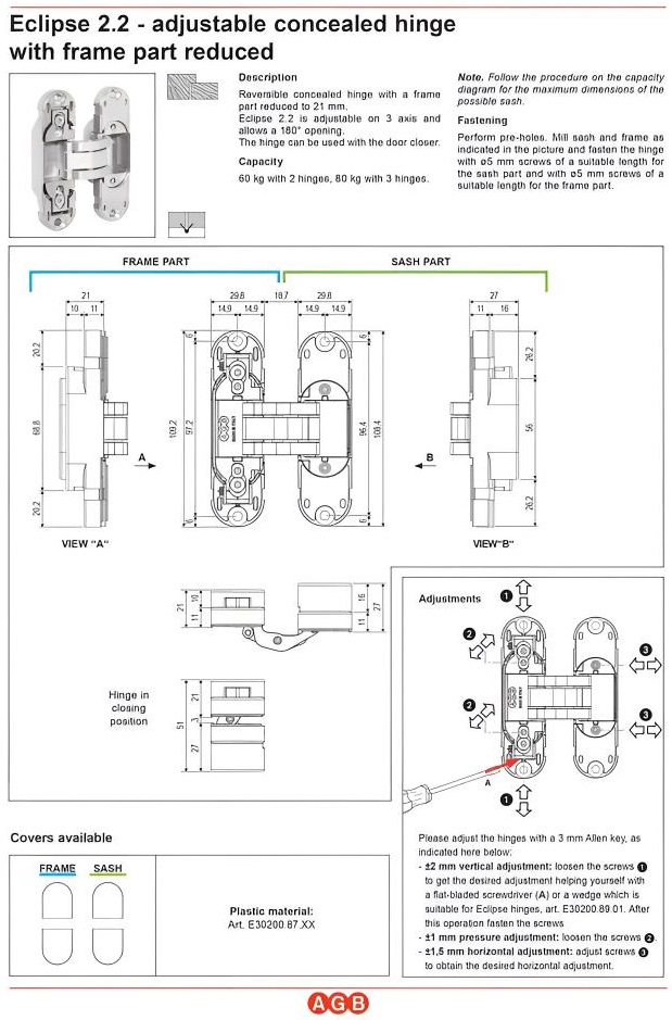 Петля скрытой установки ECLIPSE 2.0 E30200.03.34 (мат. хром) (4 накладки в комплекте) купить в ...