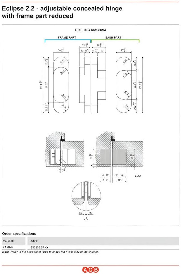 Петля скрытой установки ECLIPSE 2.0 E30200.03.34 (мат. хром) (4 накладки в комплекте) купить в ...